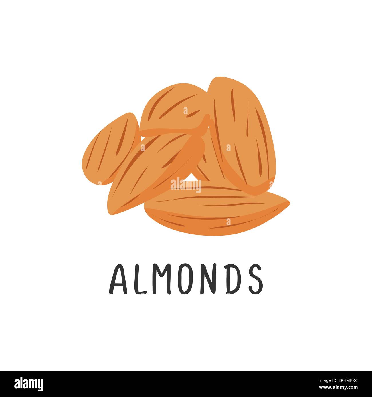 Almonds Vector illustration, flat design cartoon of nutty almonds ...