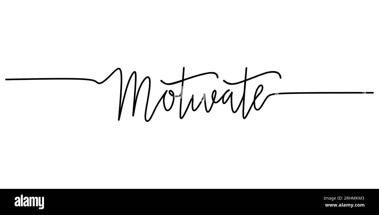 One continuous line drawing typography line art of motivate word ...