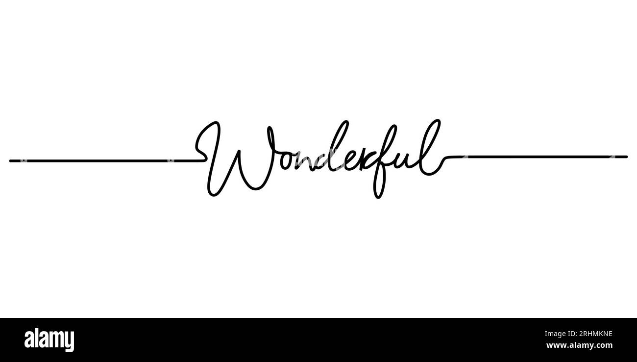 One Continuous Line Drawing Typography Line Art Of Wonderful Word