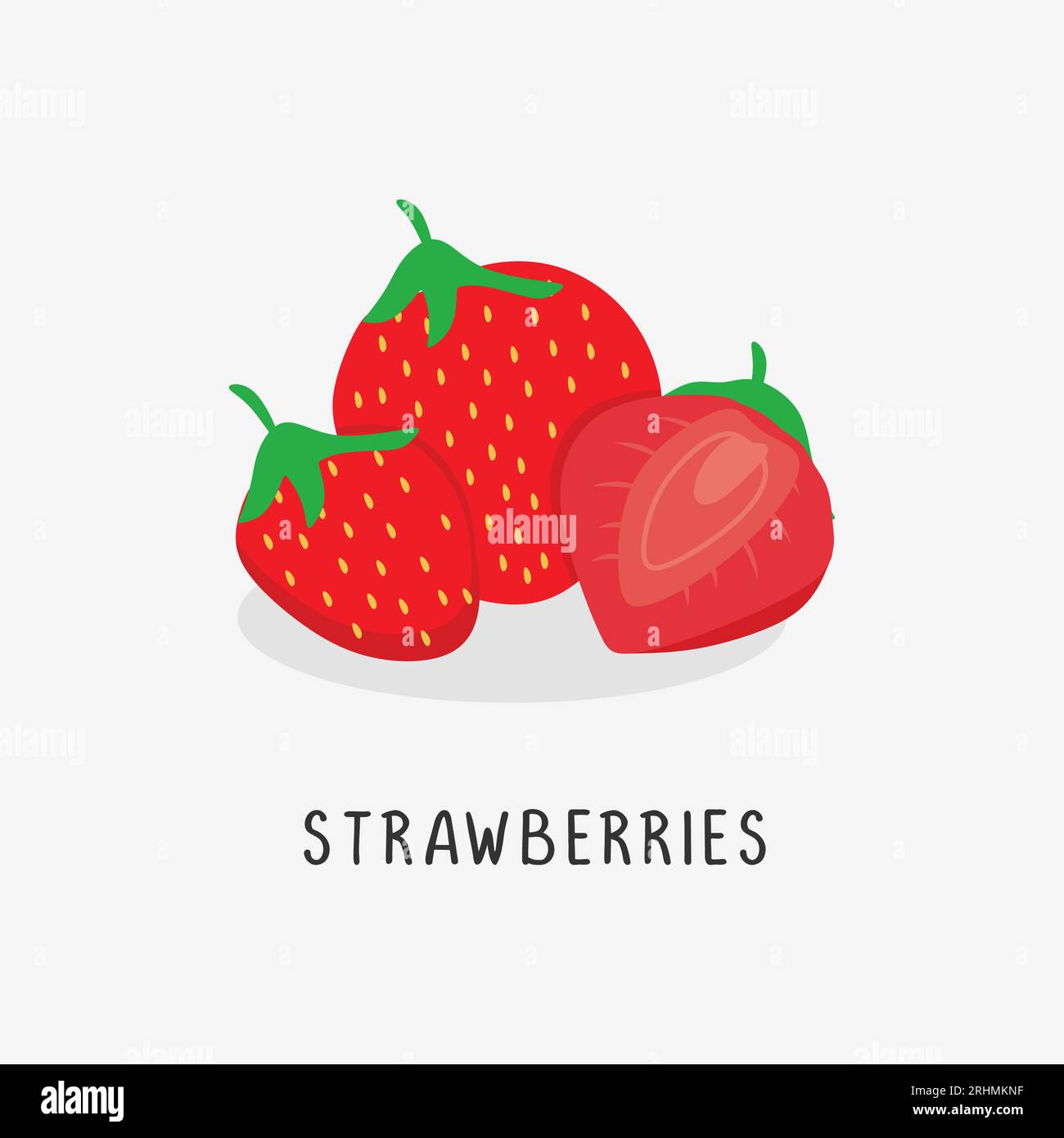 strawberries vector flat illustration, isolated on white background ...