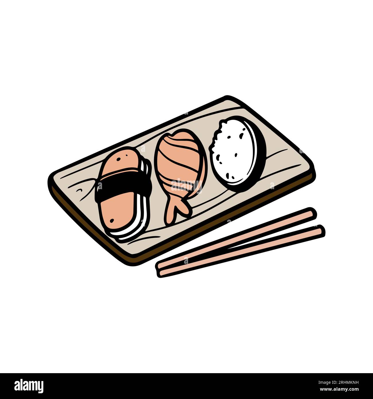 Sushi hand drawn vintage cartoon vector, illustration japanese ...