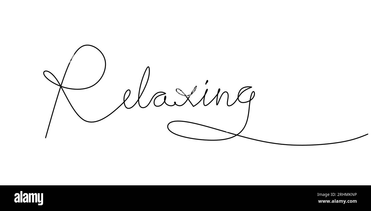 One continuous line drawing typography line art of relaxing word ...