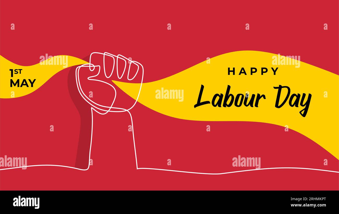 Labour day one line drawing. Hand continuous drawn celebration with arm ...