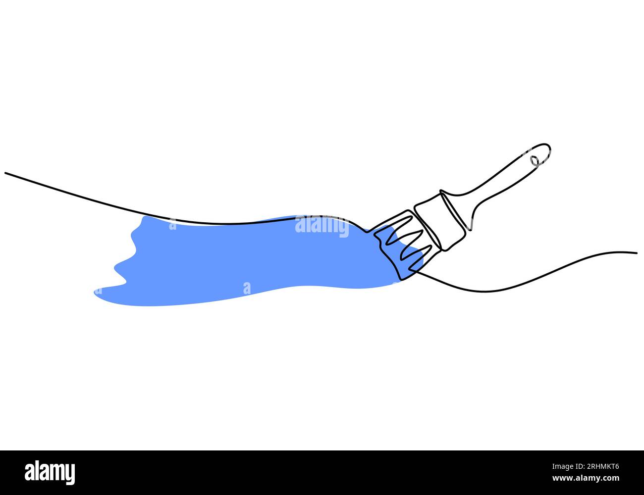 Paintbrush - School education object, one line drawing continuous ...