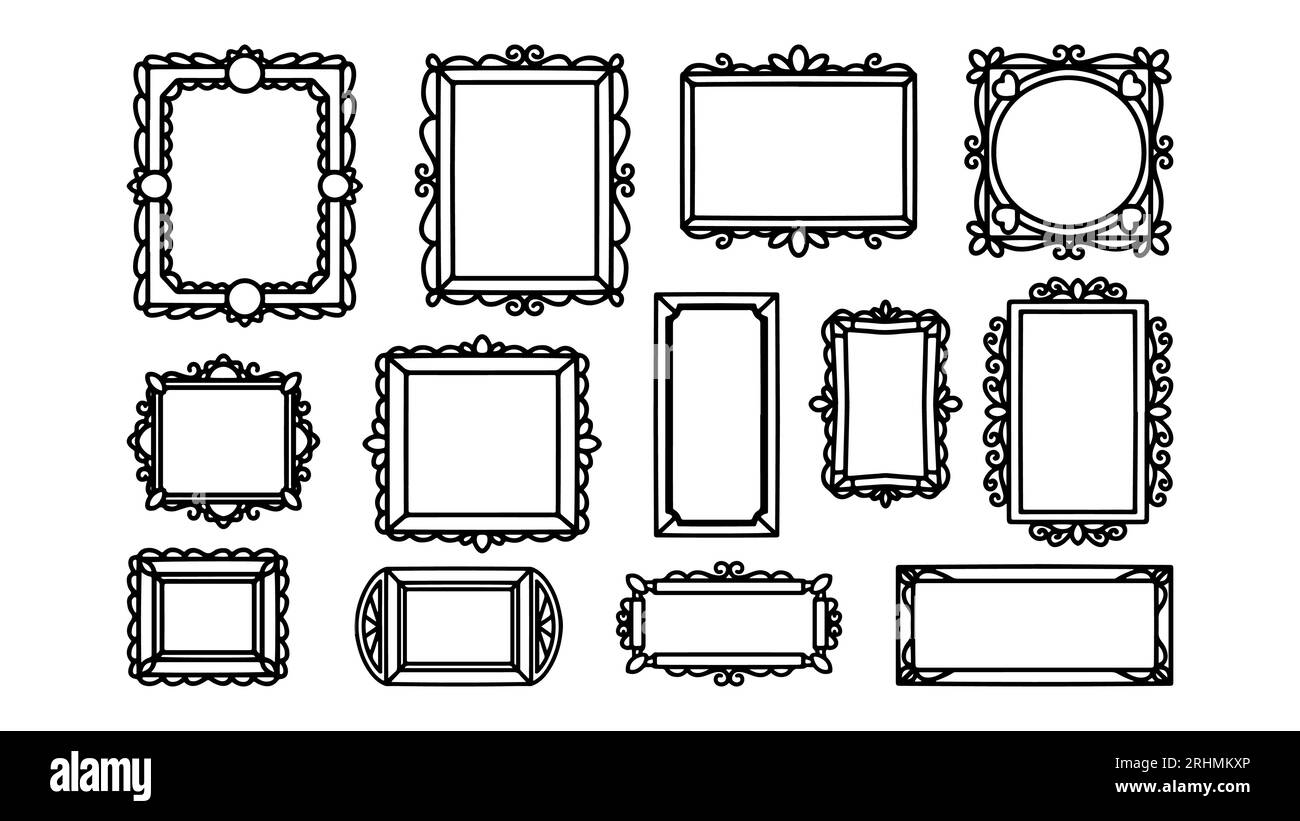 Hand drawn frames vector. Vintage doodle sketch picture frame ...