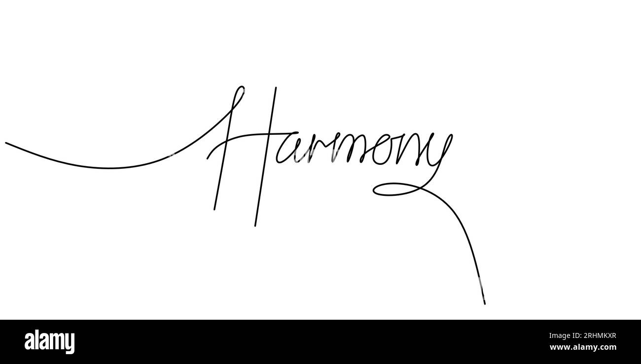 One continuous line drawing typography line art of harmony word writing ...