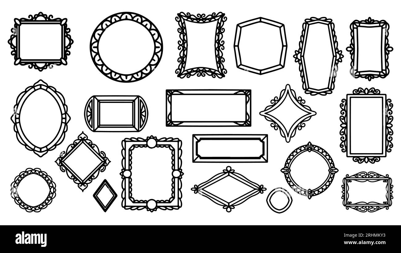 Hand drawn frames vector. Vintage doodle sketch picture frame ...