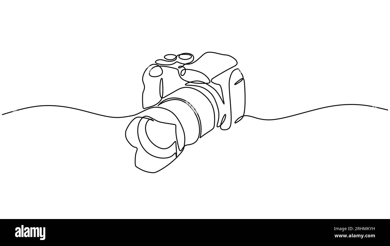 DSLR Camera continuous one line drawing, vector illustration editable ...