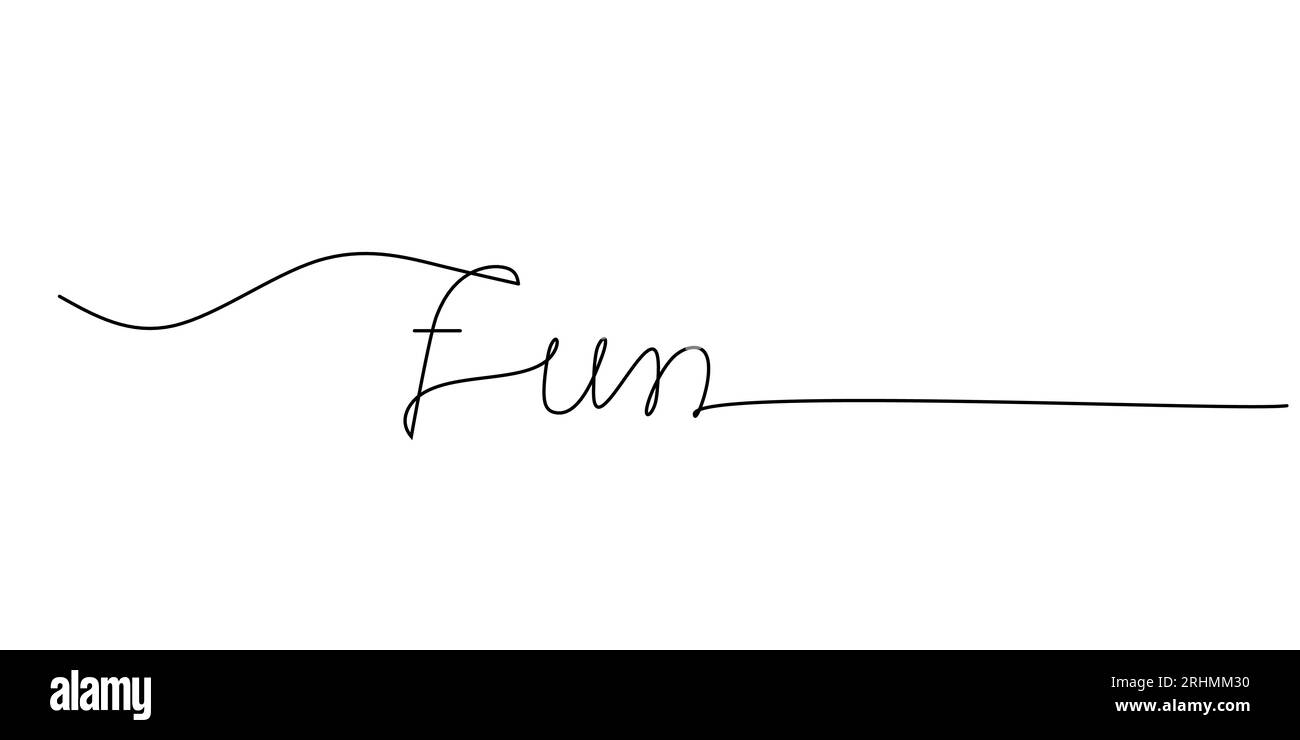 One continuous line drawing typography line art of fun word writing ...