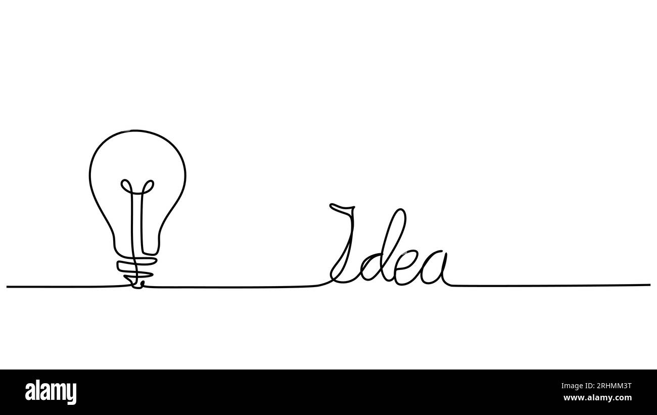 Light bulb continuous one line drawing, vector creative solution with ...