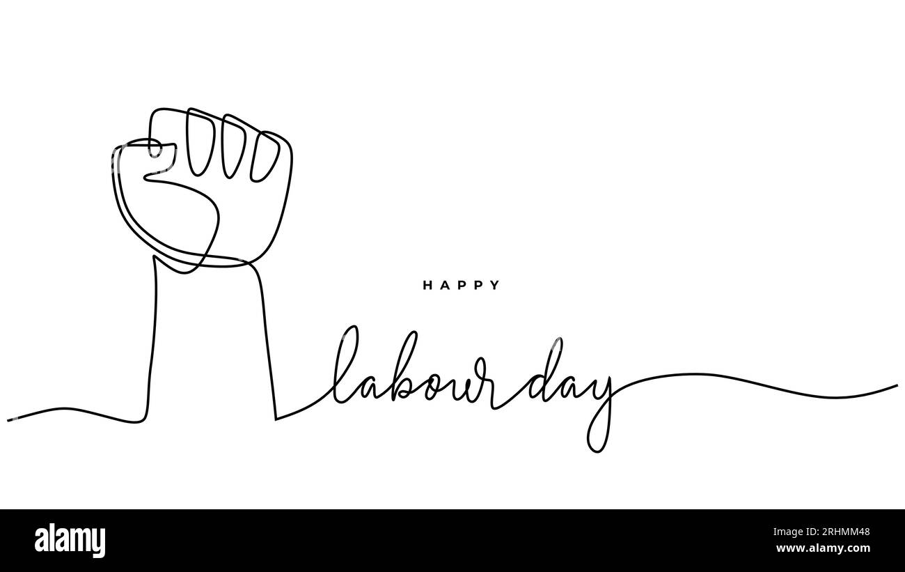 Labour day one line drawing. Hand continuous drawn celebration with arm ...