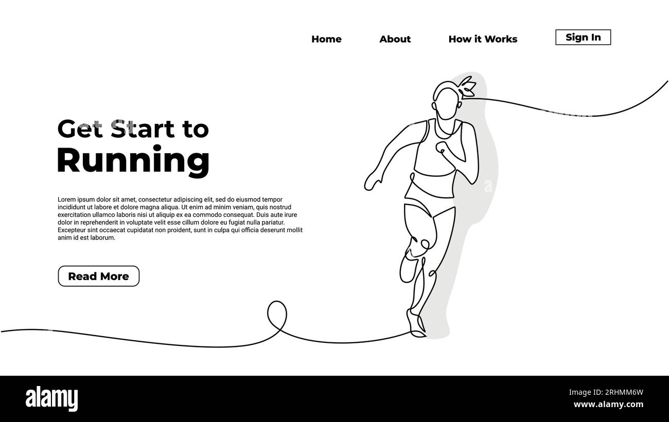 Continuous one line drawing girl jogging. People athlete run ...
