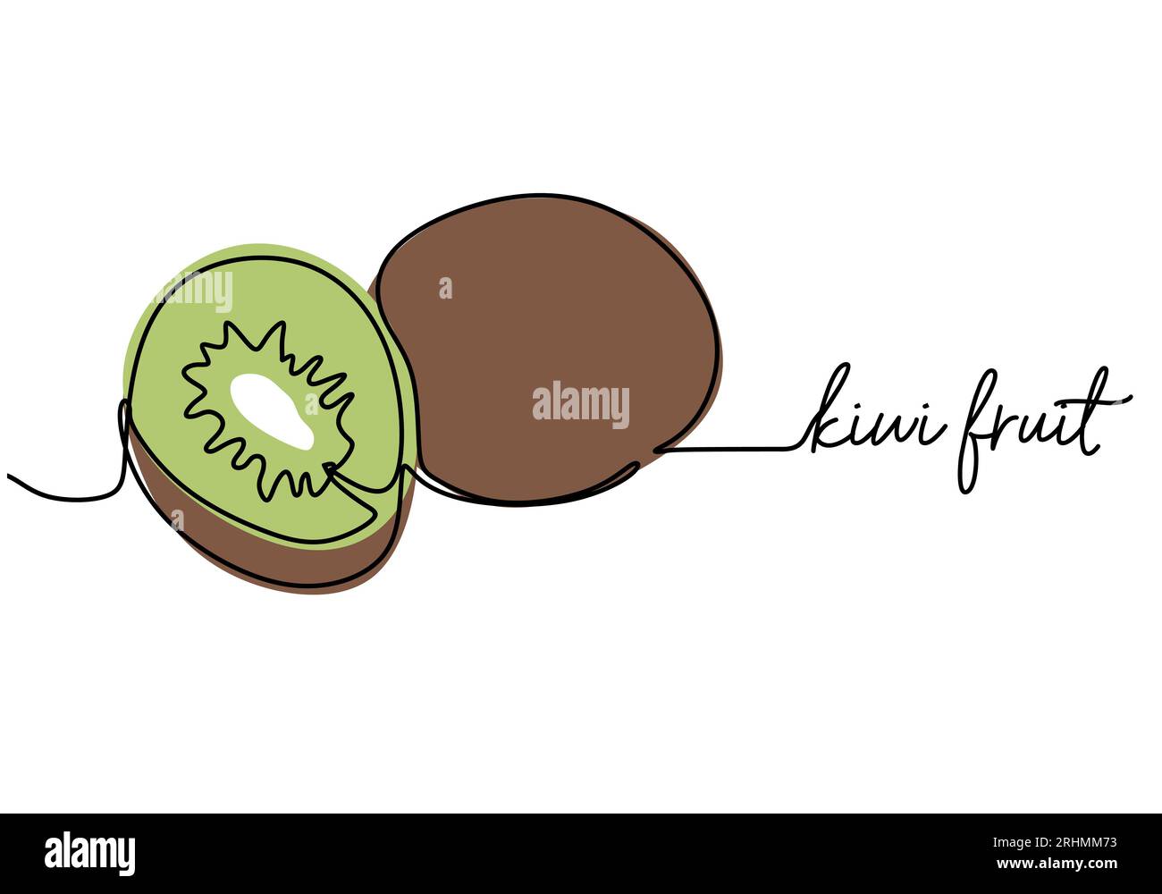 Kiwi continuous one line drawing, fruit vector illustration Stock ...