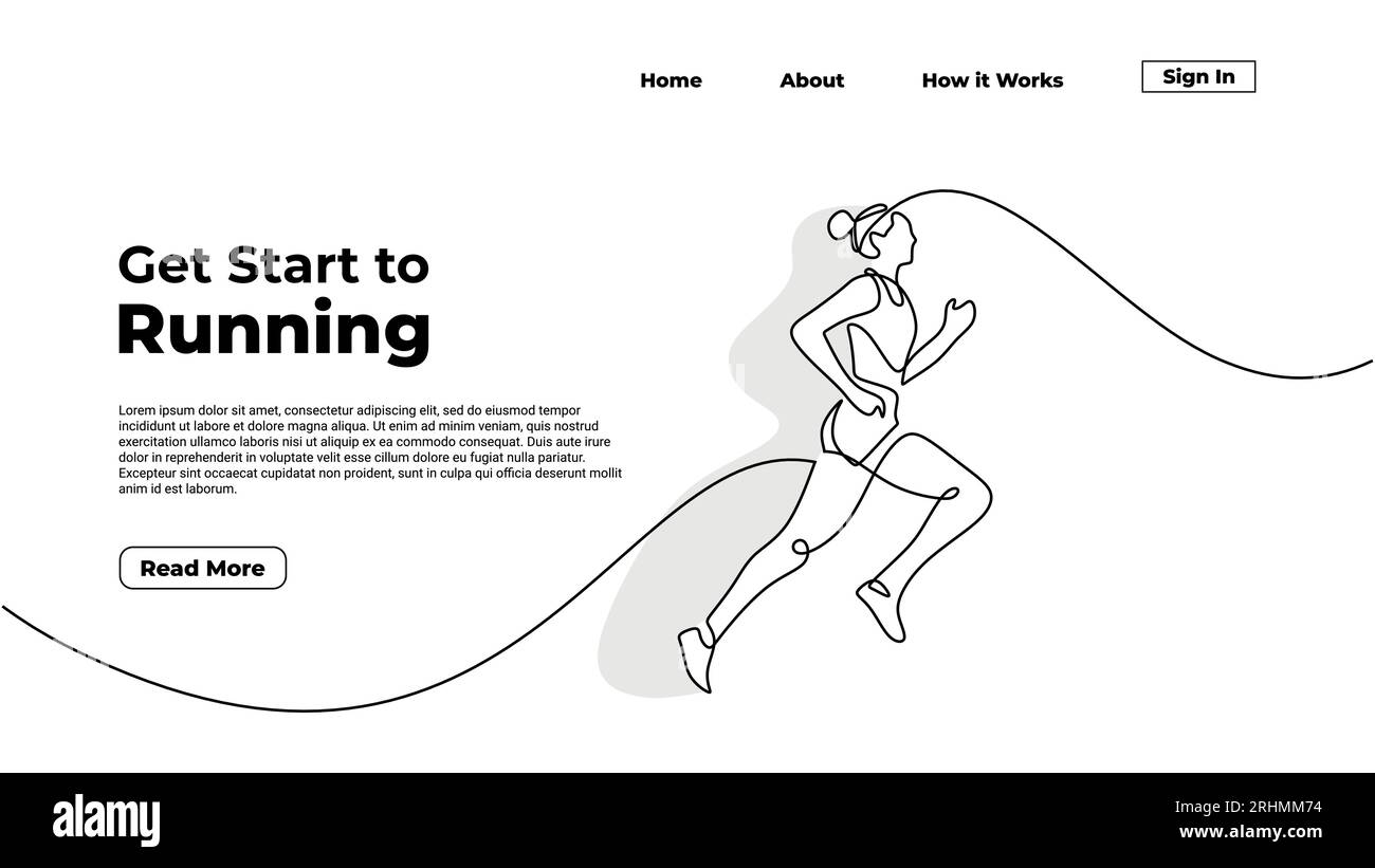 Continuous one line drawing girl jogging. People athlete run ...