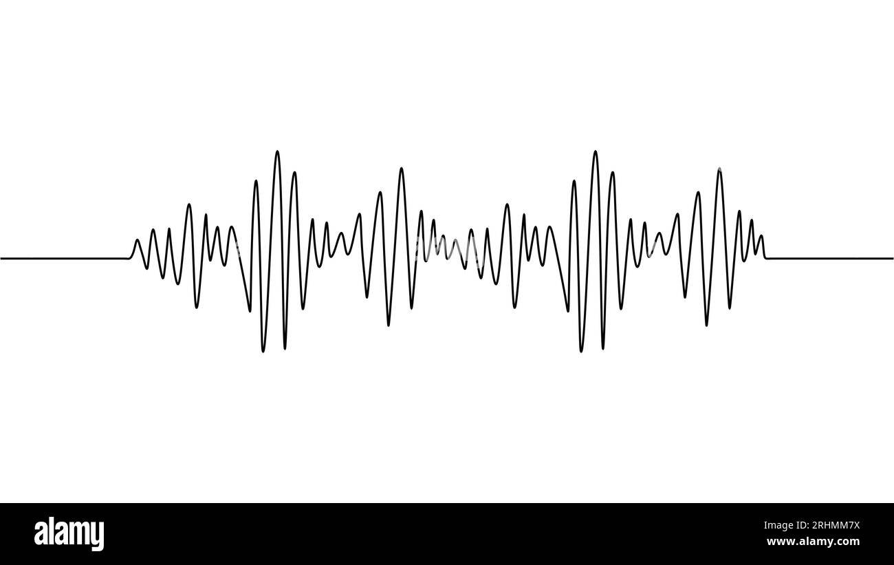 Music wave vector simple. Continuous one line drawing. Minimalist black ...