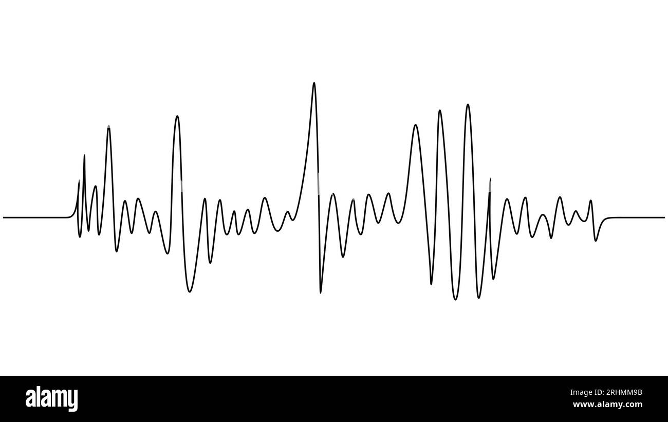 Music wave vector simple. Continuous one line drawing. Minimalist black ...