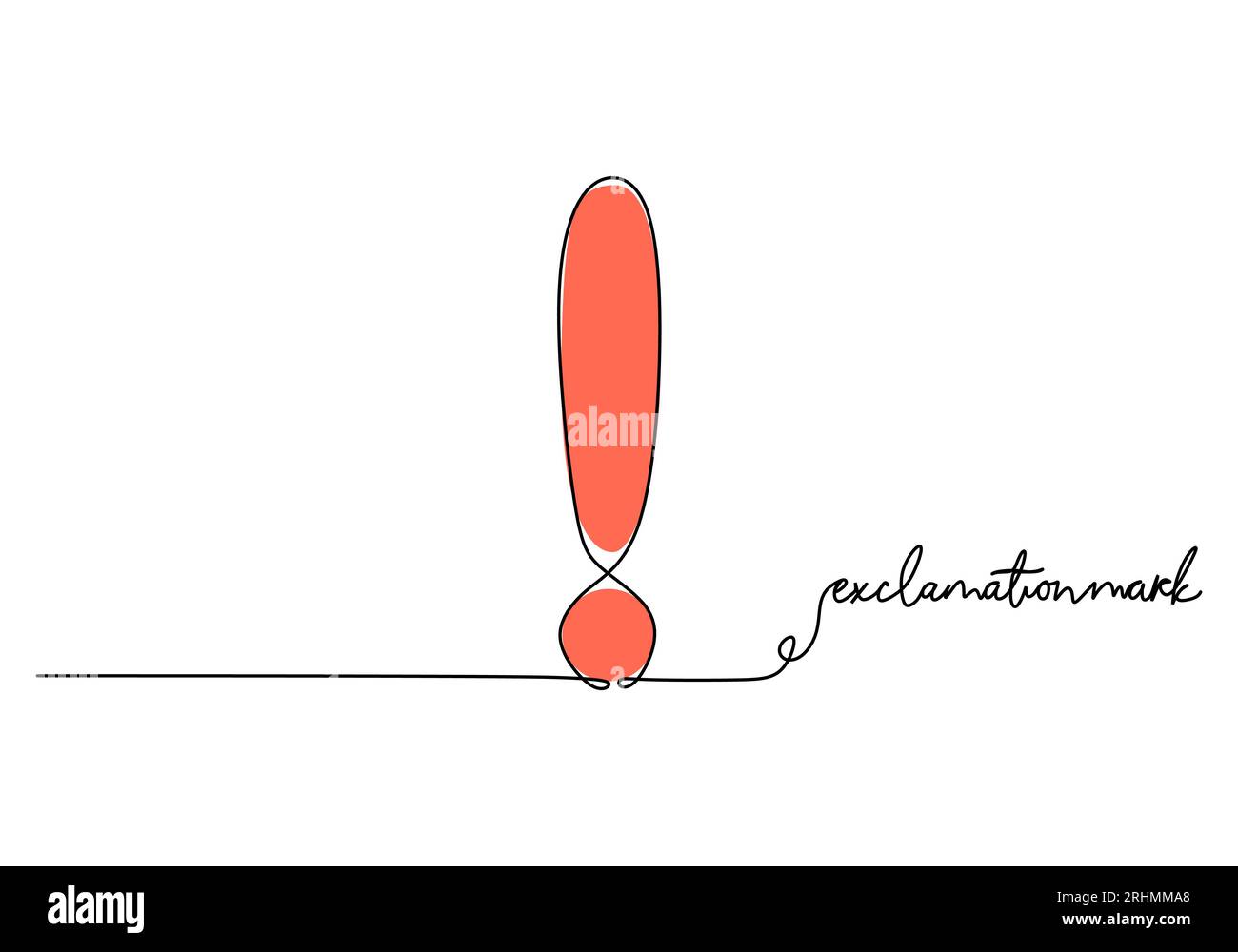Exclamation mark - School education object, one line drawing continuous ...