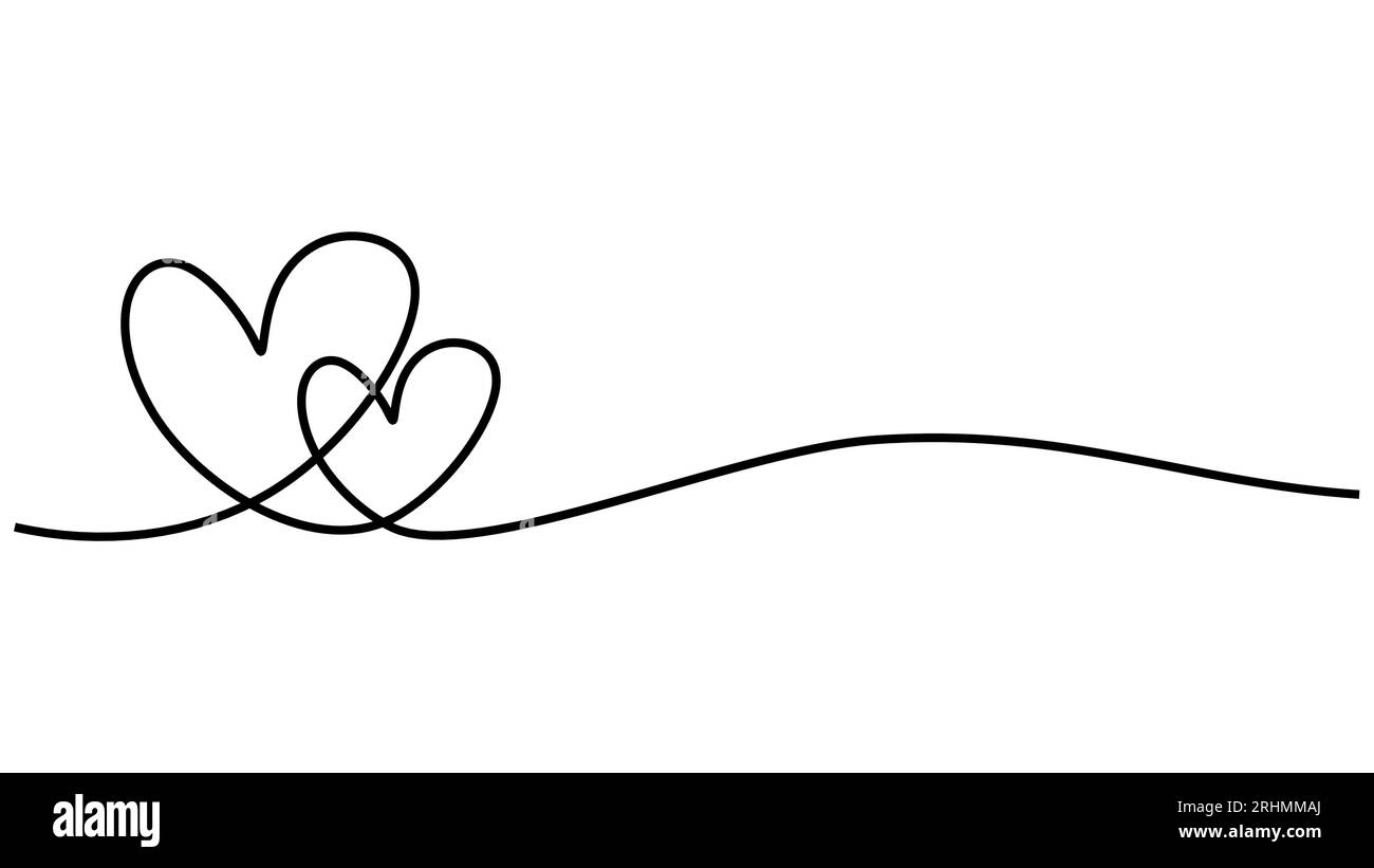 Two Hearts embracing Continuous Line Drawing. Valentines day concept ...