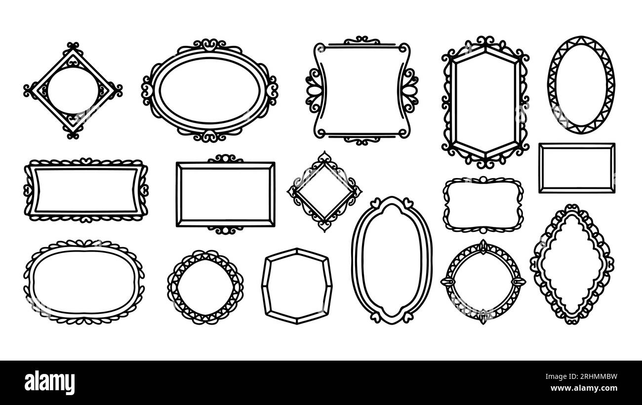 Hand drawn frames vector. Vintage doodle sketch picture frame ...