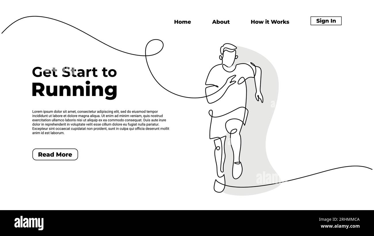 Running time continuous one line drawing, a man run with simple motion ...