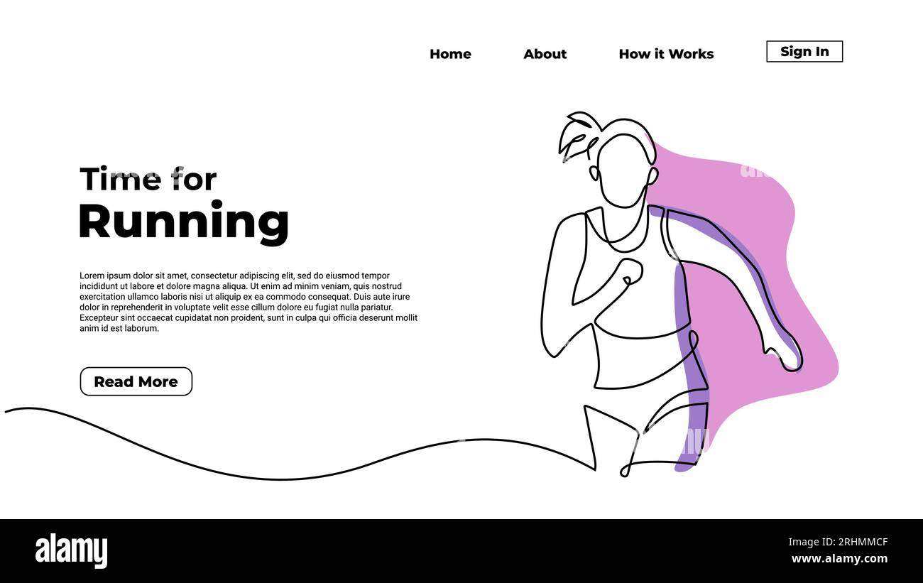 one line drawing female athlete sprint and running single continuous ...