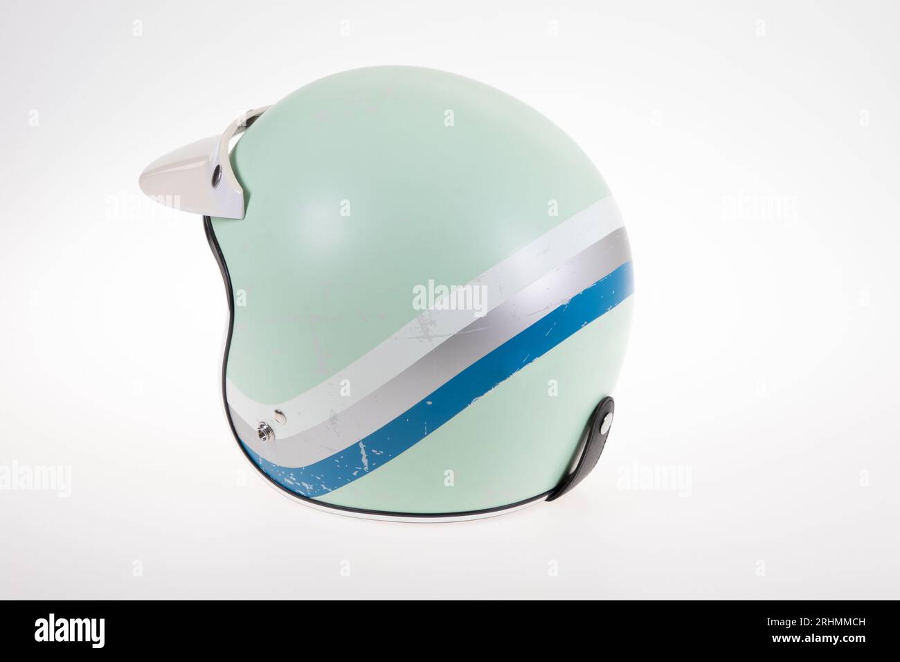 blue vintage motorcycle helmet neo retro style open face isolated on ...