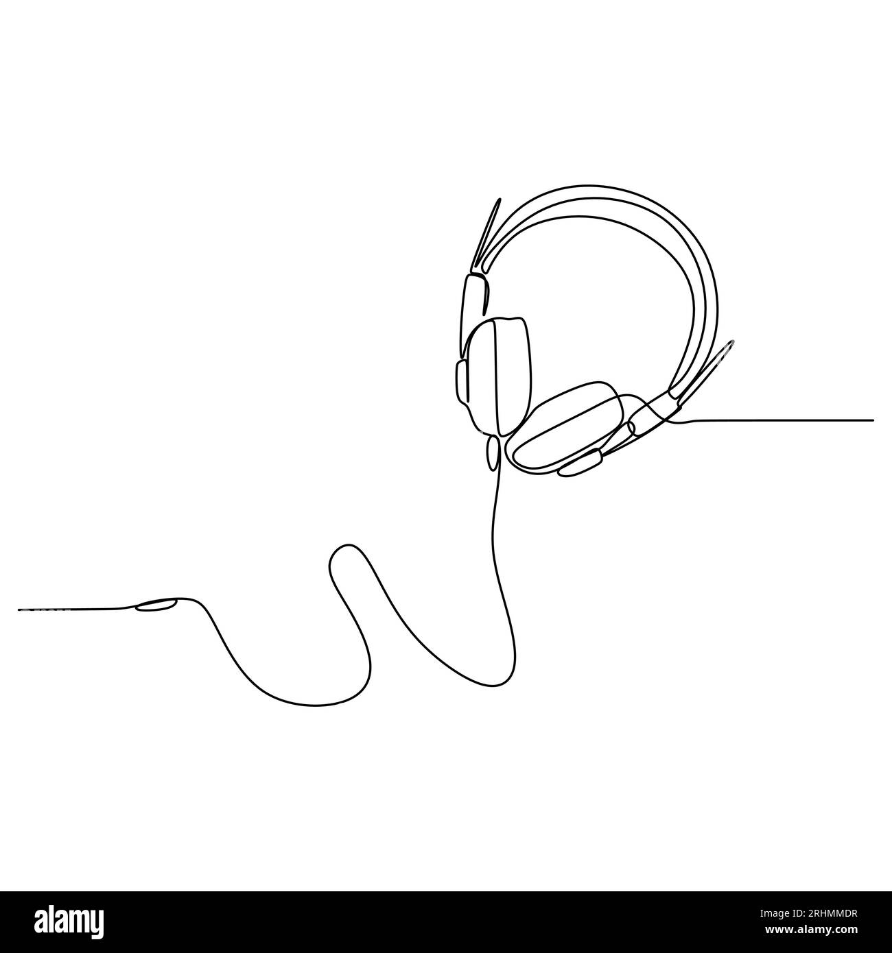 one line drawing continuous design of headphone isolated on white ...