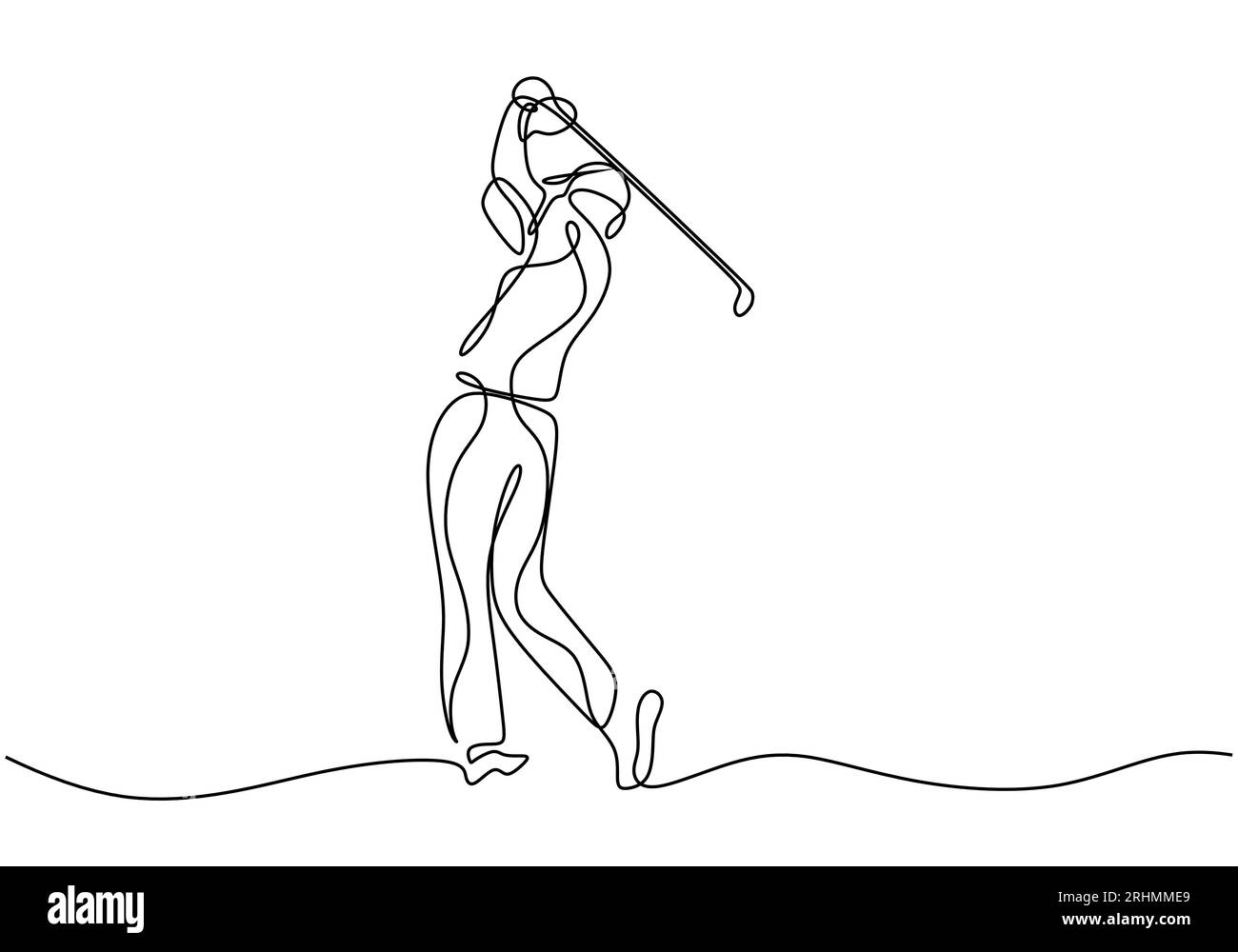 Golf player one line drawing. Continuous golfer illustration vector ...