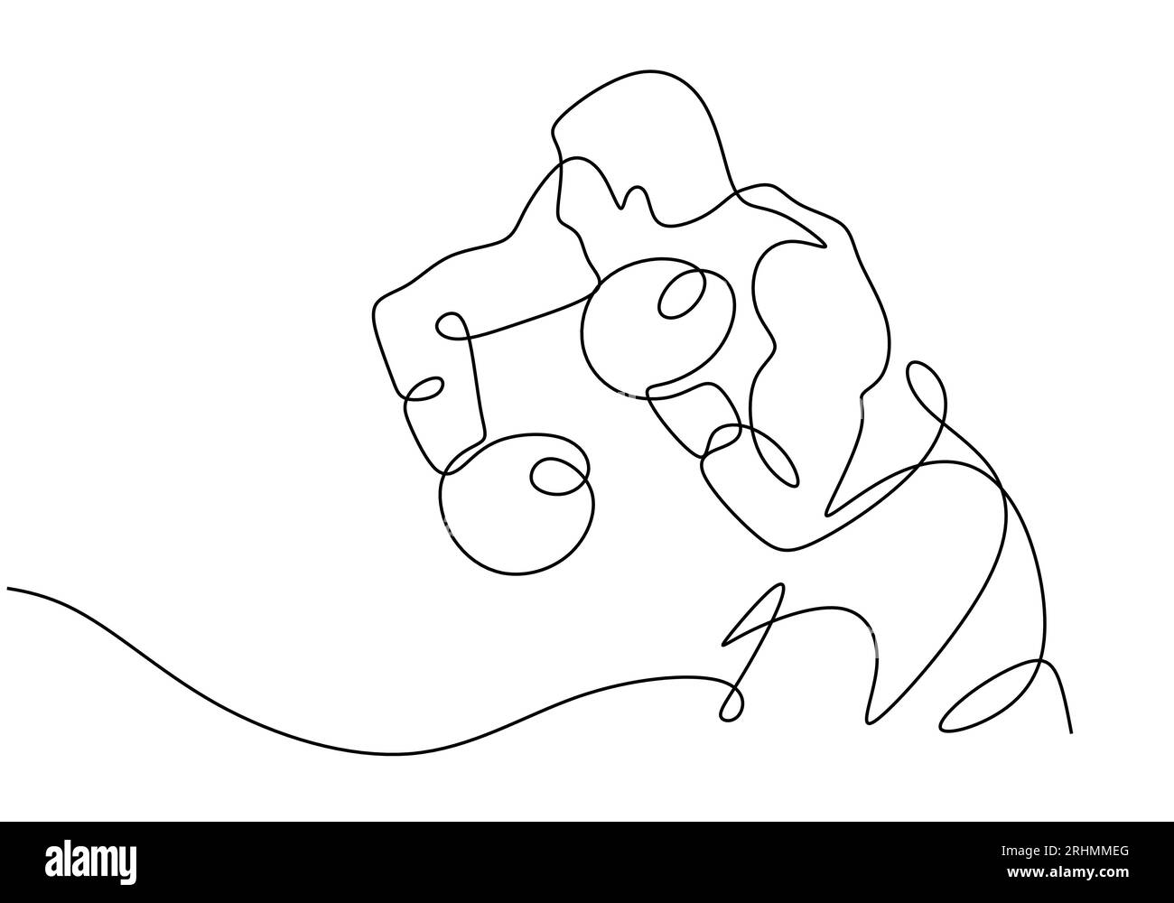 punch one line drawing, boxer punching with his hand. Continuous hand ...
