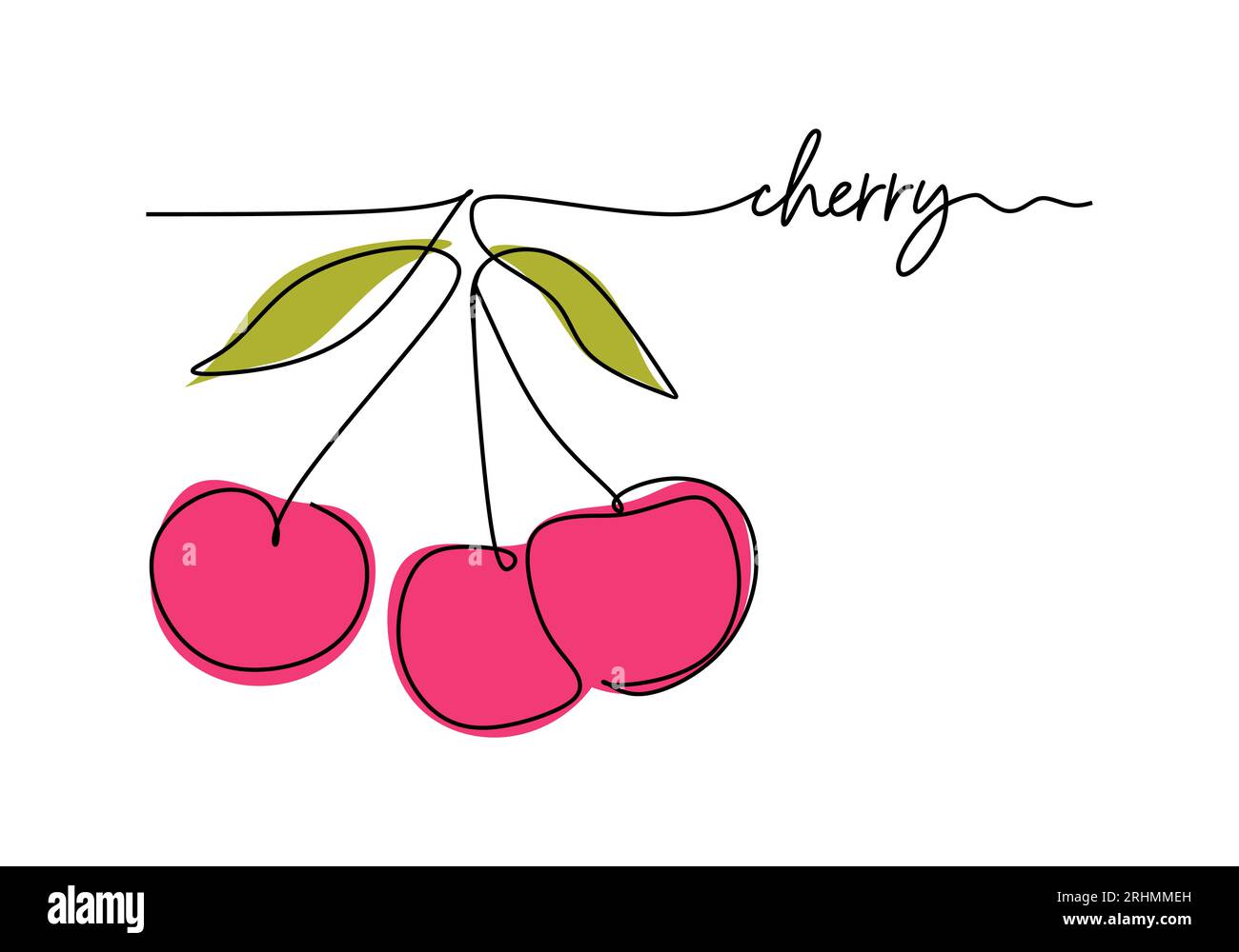 Cherry continuous one line drawing, fruit vector illustration Stock ...