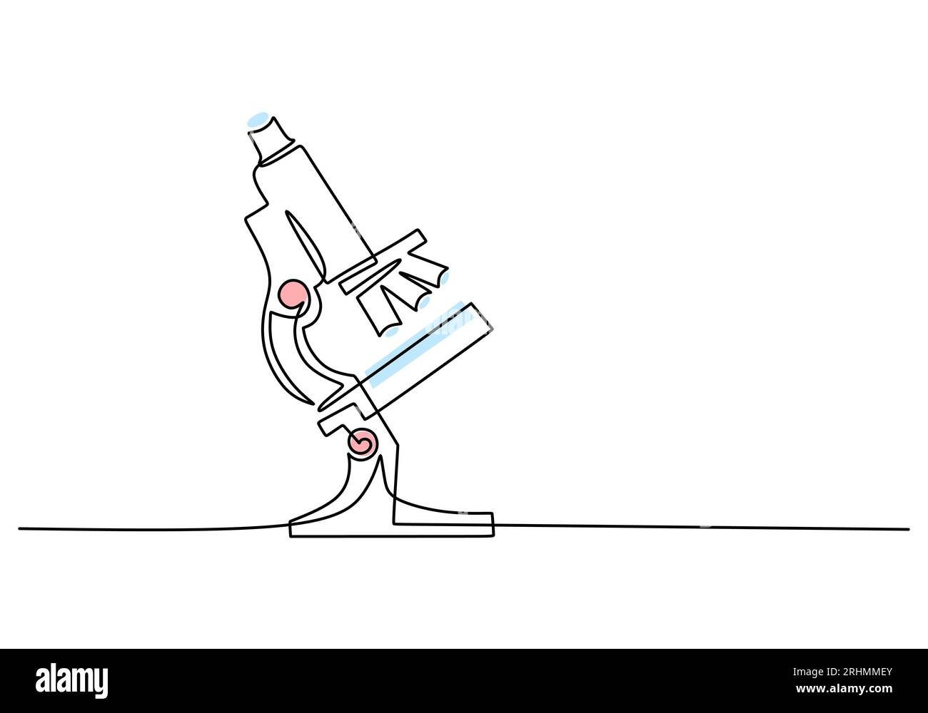 Microscope - Laboratory equipment and tools object, one line drawing ...