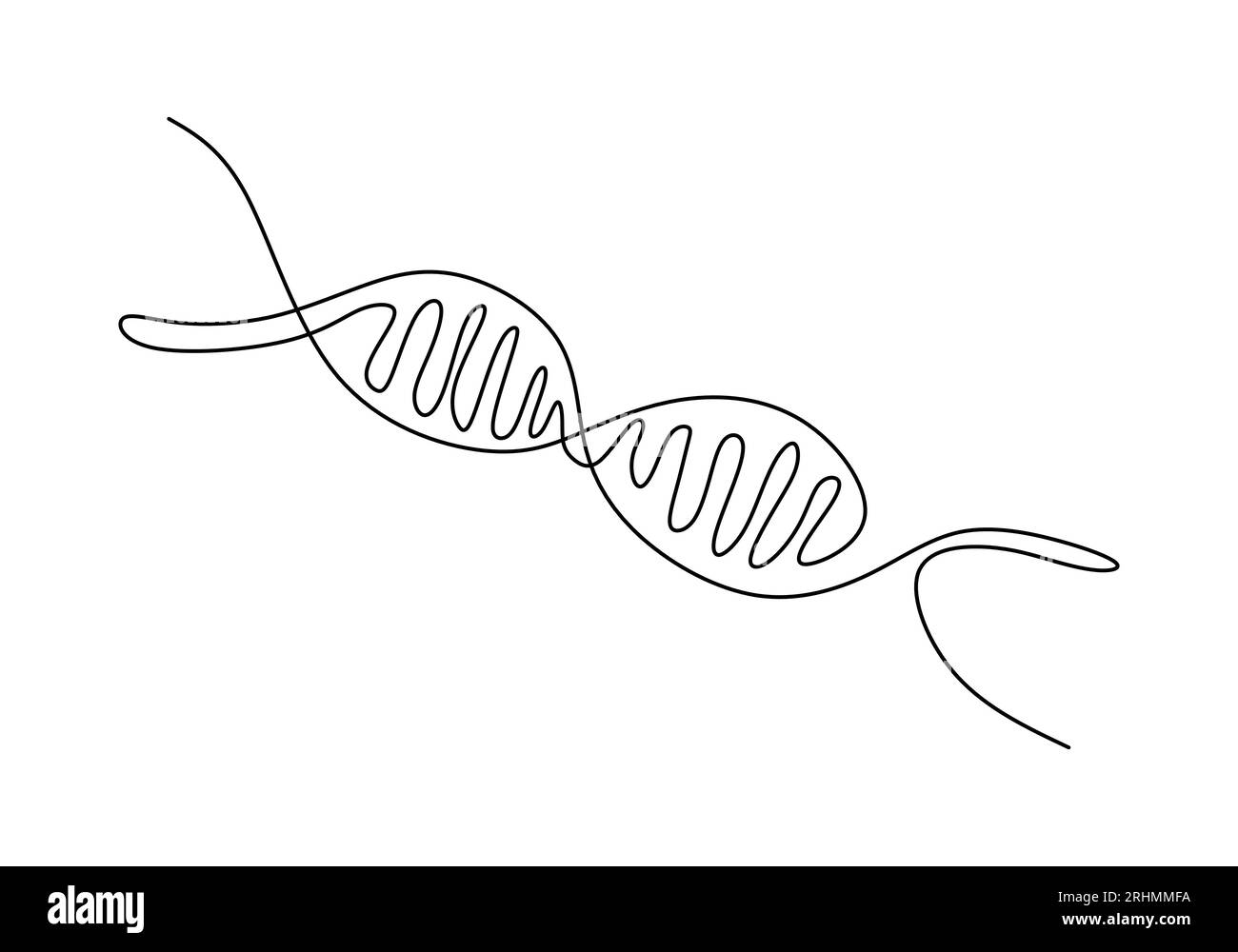 One continuous single line drawing of dna isolated on white background ... One continuous single line drawing of dna isolated on white background ...