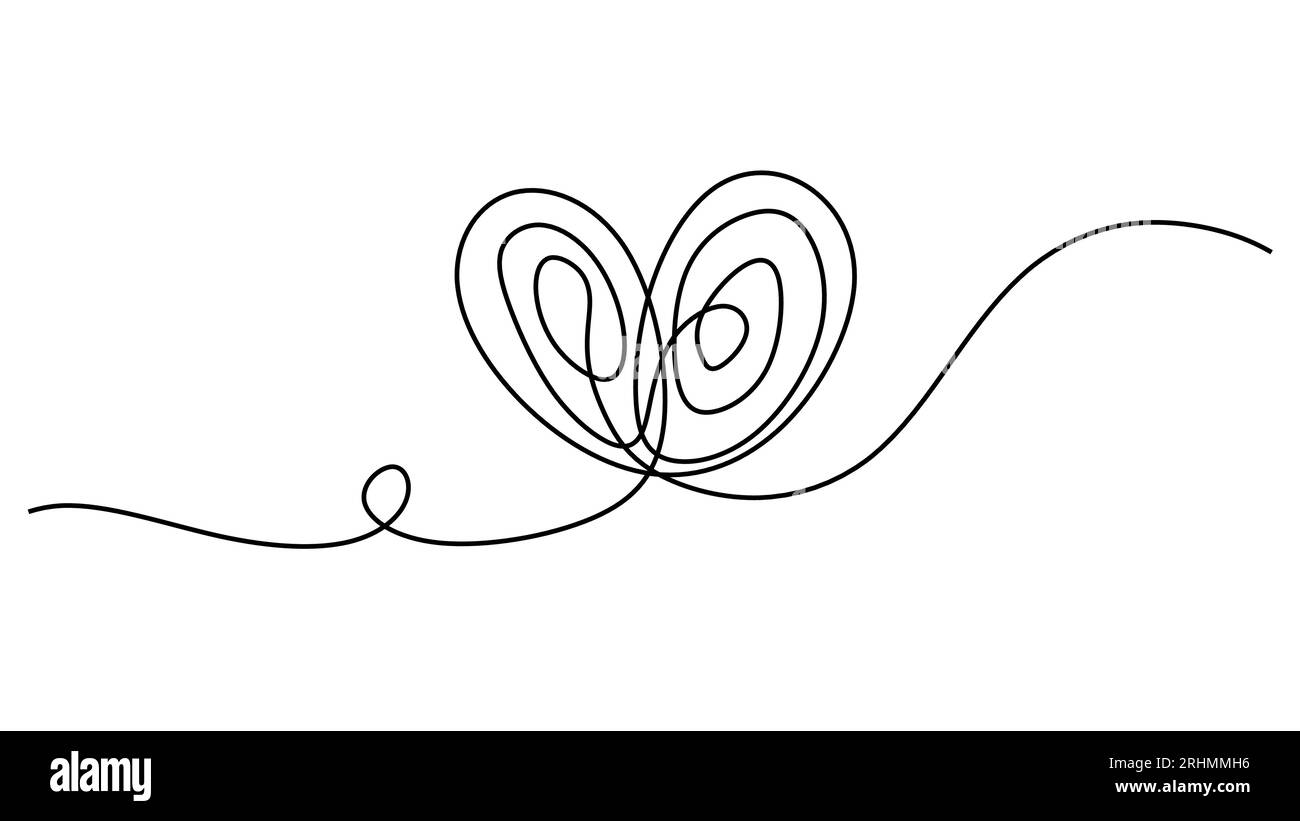 Love one line drawing, heart vector scribble art Stock Vector Image ...