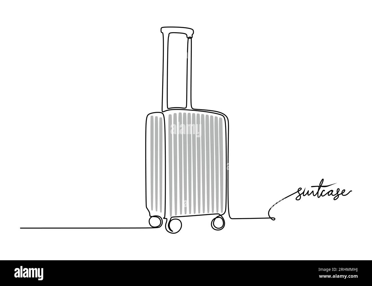 Suitcase - School education object, one line drawing continuous design ...
