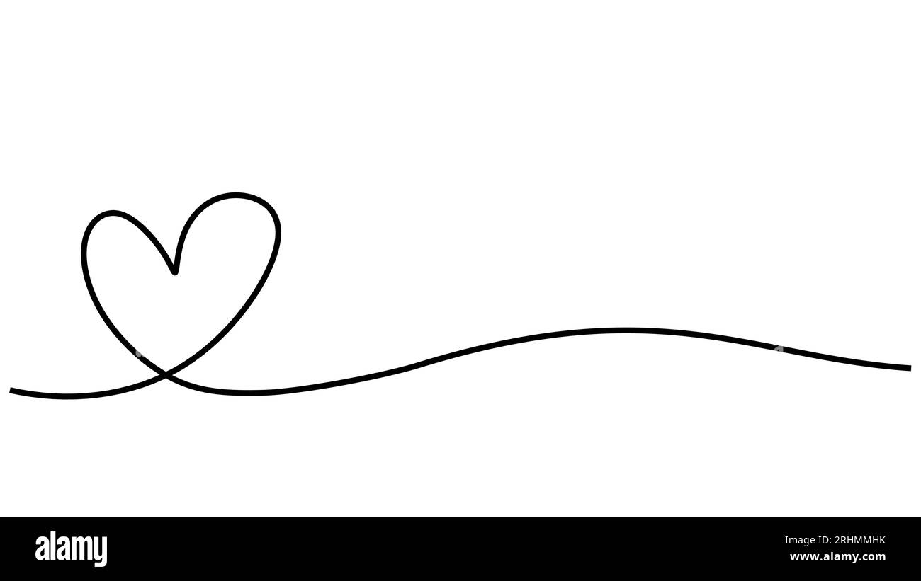 Heart One Line Drawing Vector Minimal Hand Drawn Love Symbol Stock