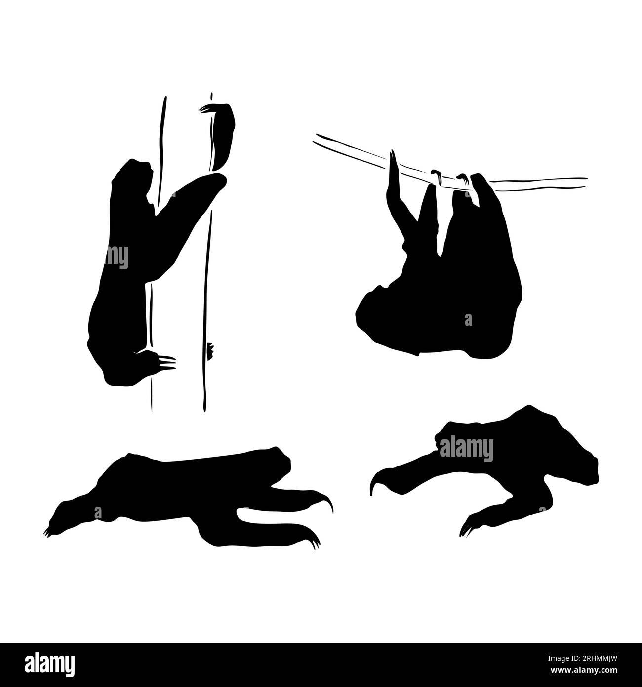 Cute sloth silhouette Cut Out Stock Images & Pictures - Alamy