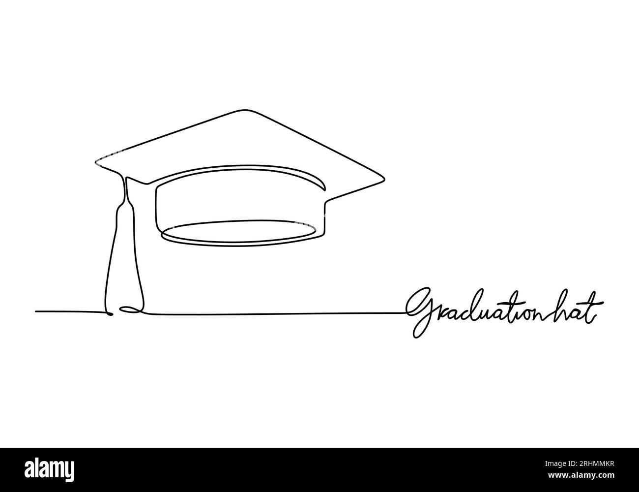 Graduation cap - School education object, one line drawing continuous ...