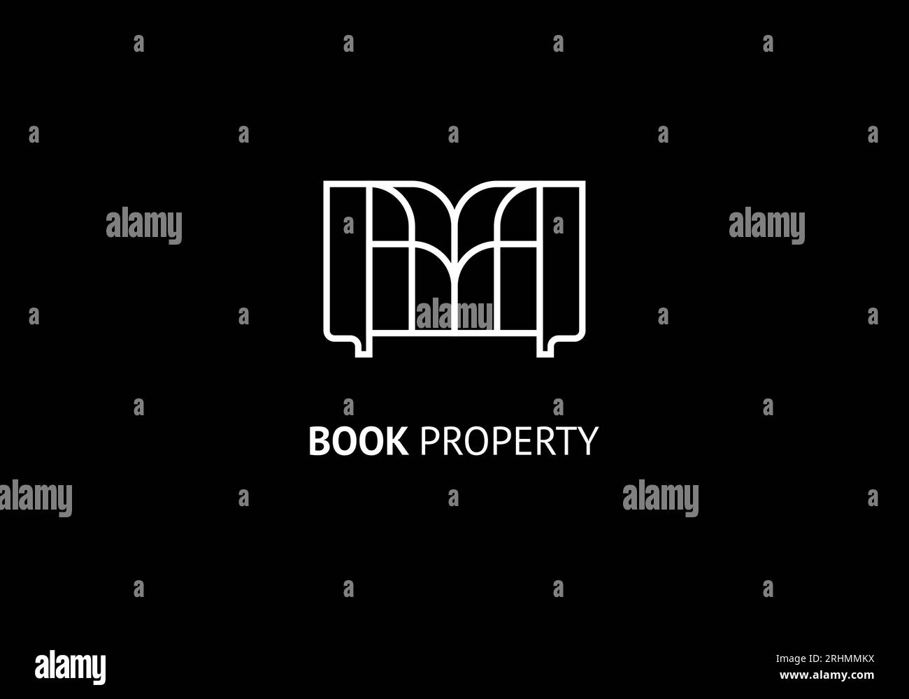 Book property line icon logo template. simple black and white colors ...