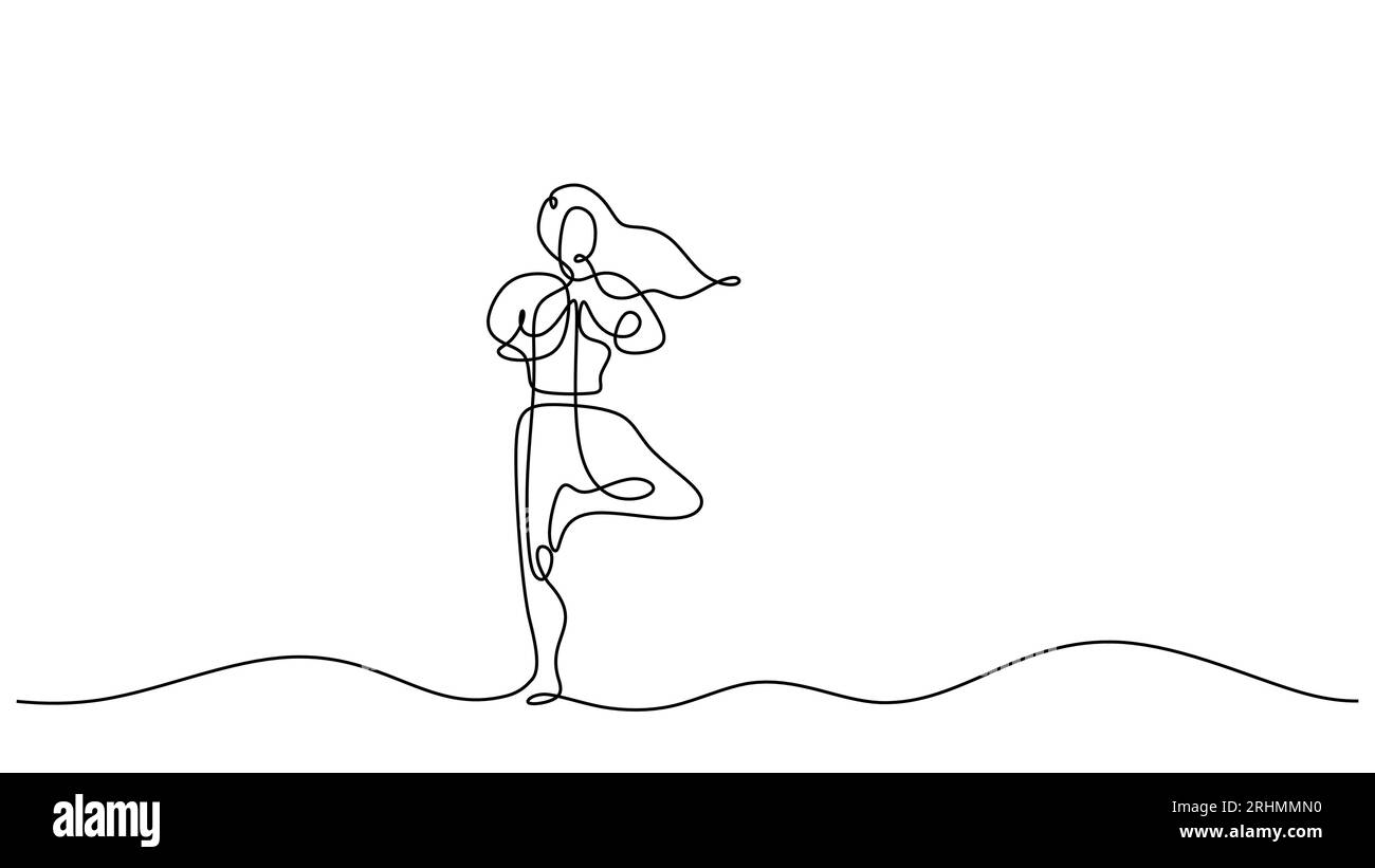 Yoga girl one line drawing minimalist. Vector illustration health and ...