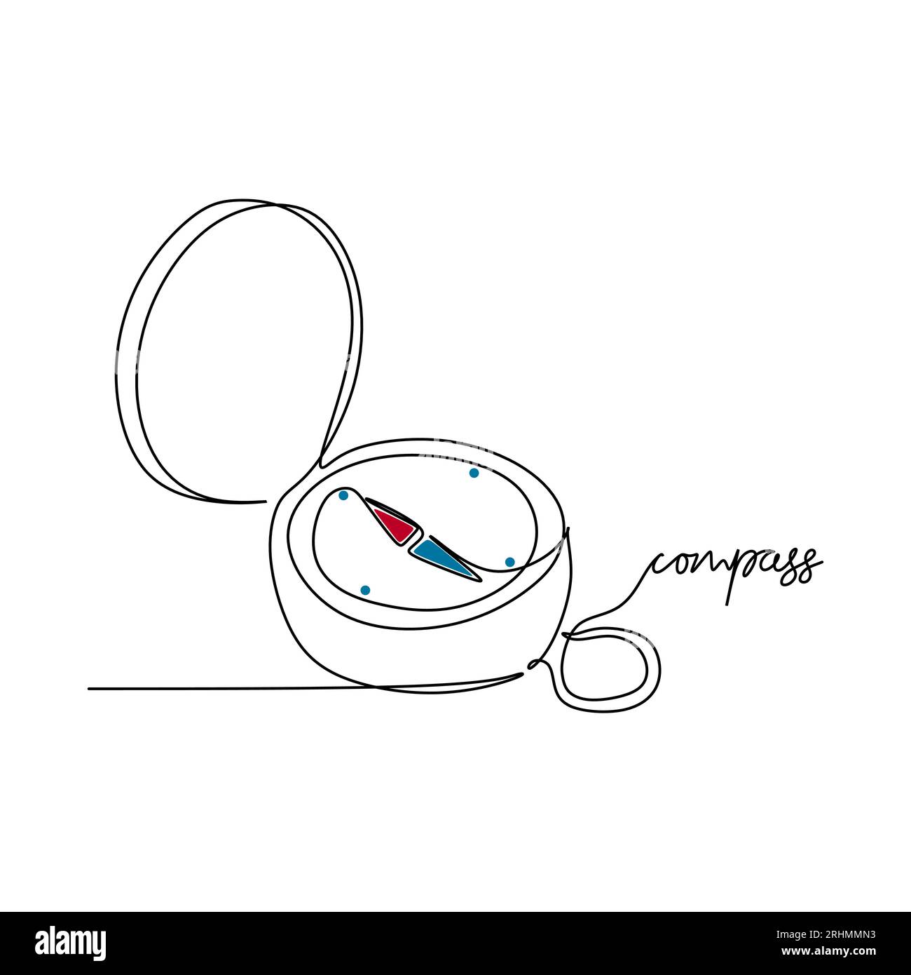 one line drawing continuous design of compass isolated on white ...
