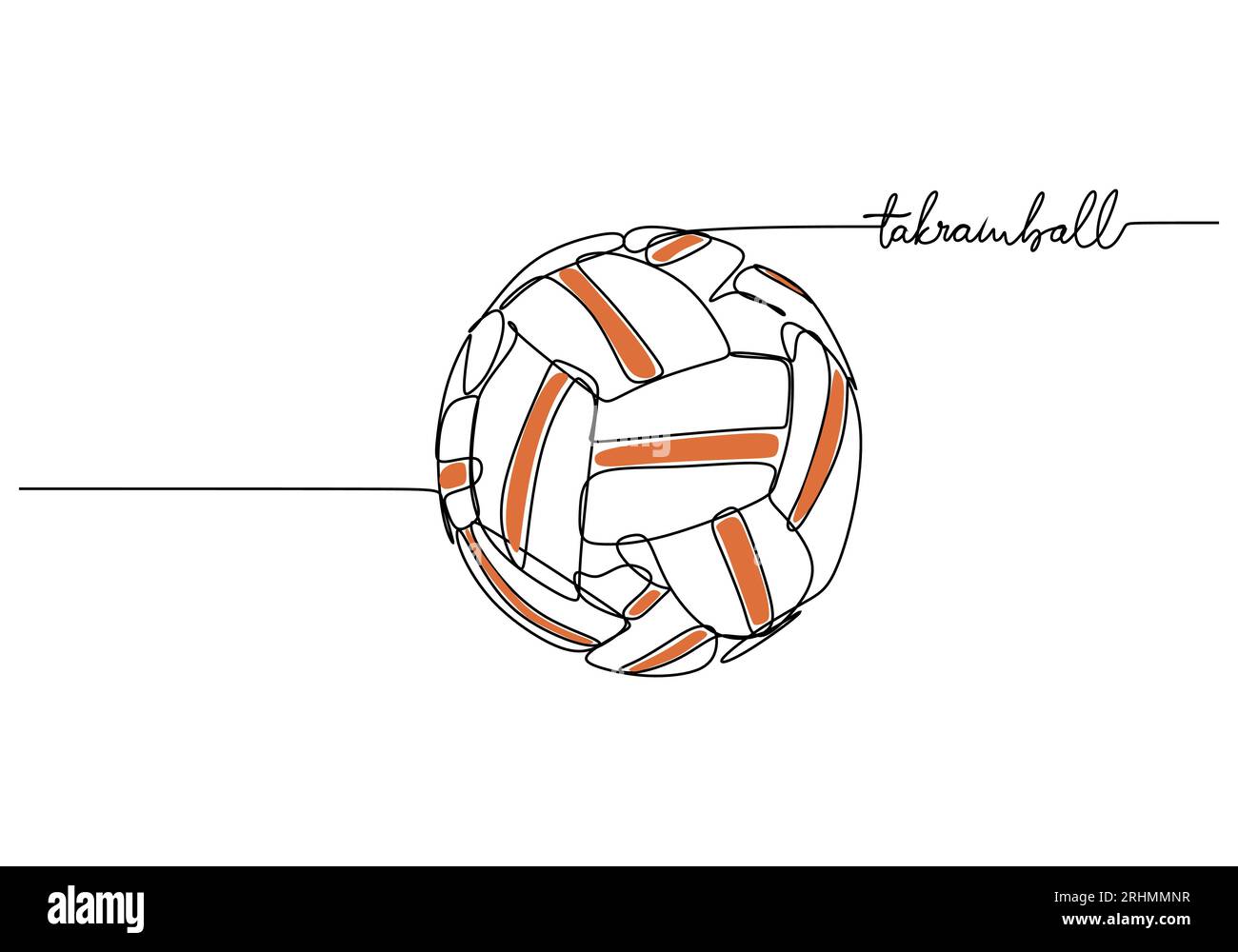 takraw ball One Line Drawing Continuous Hand Drawn Sport Theme Object ...