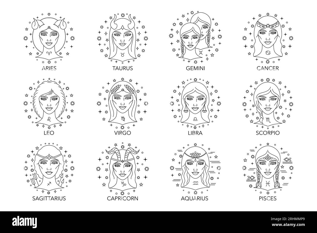 Collection of vector zodiac signs Stock Vector Image & Art - Alamy