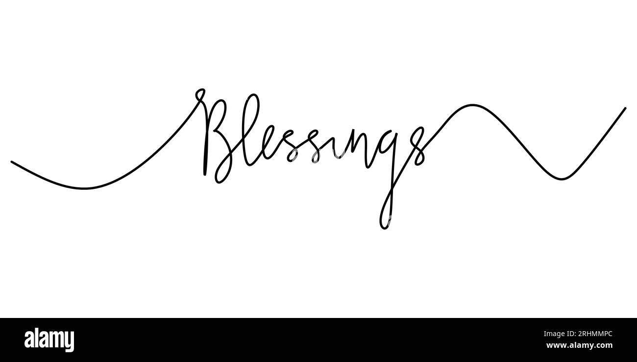 One continuous line drawing typography line art of blessing word ...