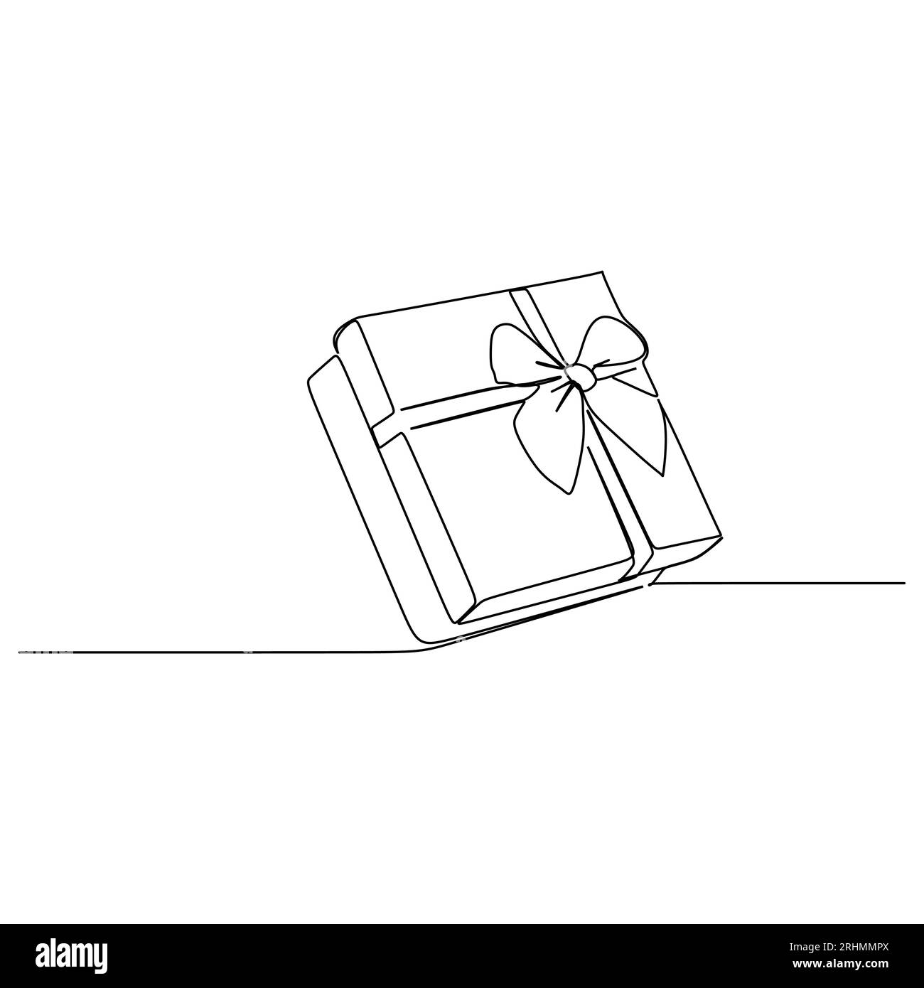 one line drawing continuous design of gift box isolated on white ...