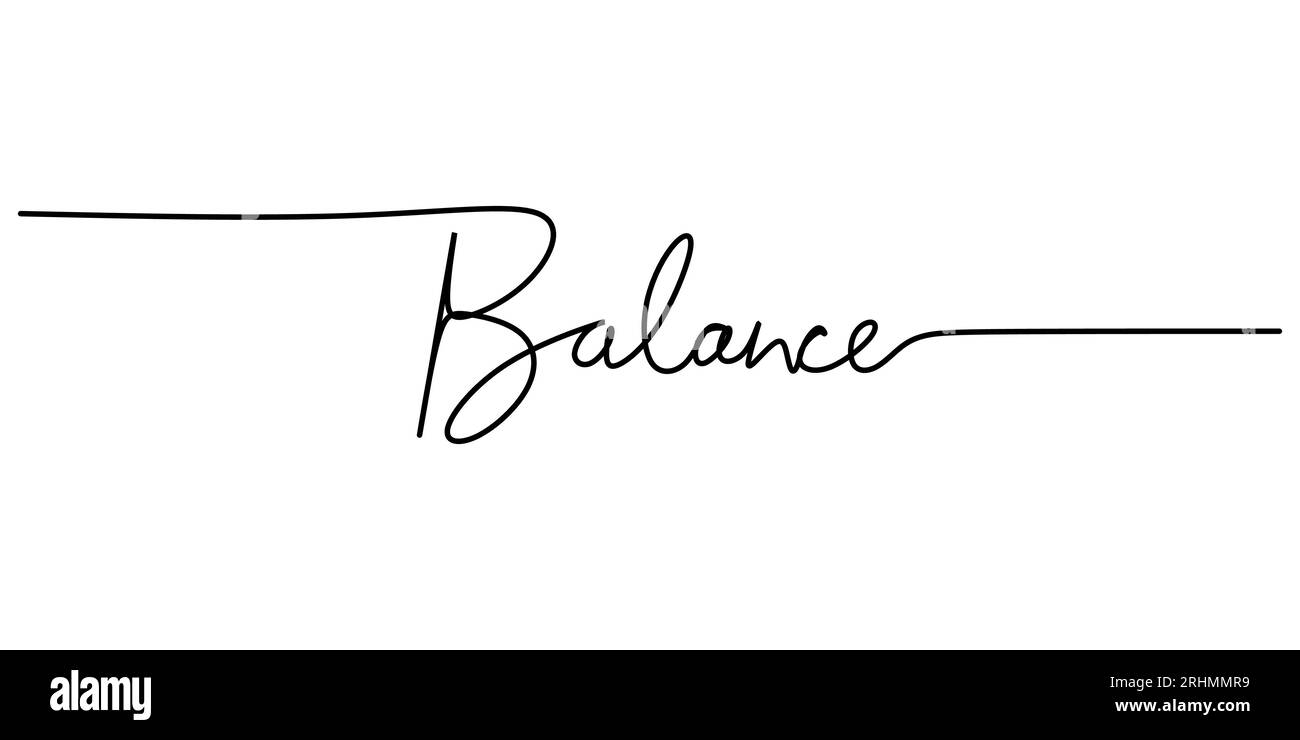 One continuous line drawing typography line art of balance word writing ...