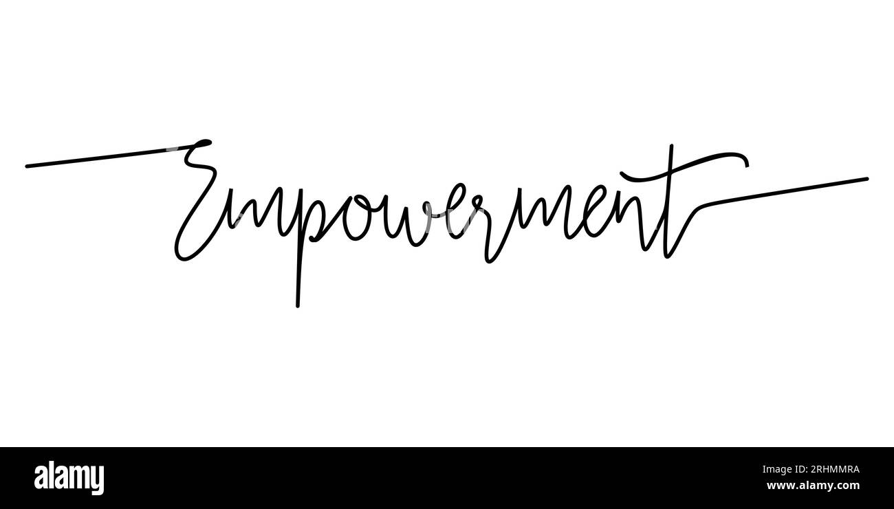One continuous line drawing typography line art of empowerment word ...