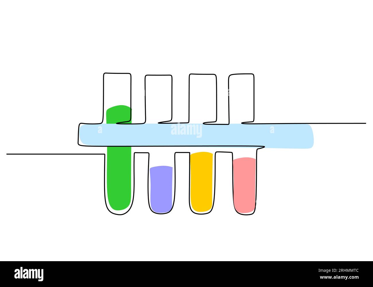 Test tube - Laboratory equipment and tools object, one line drawing ...