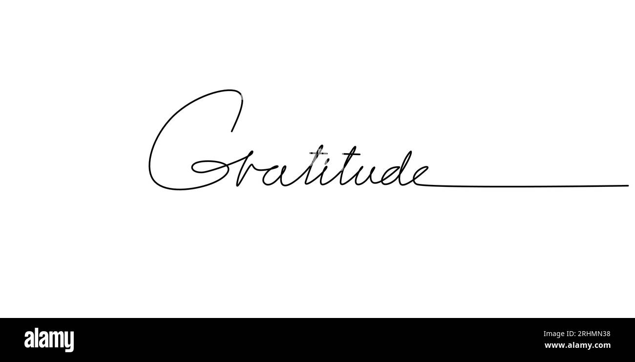 One continuous line drawing typography line art of gratitude word ...