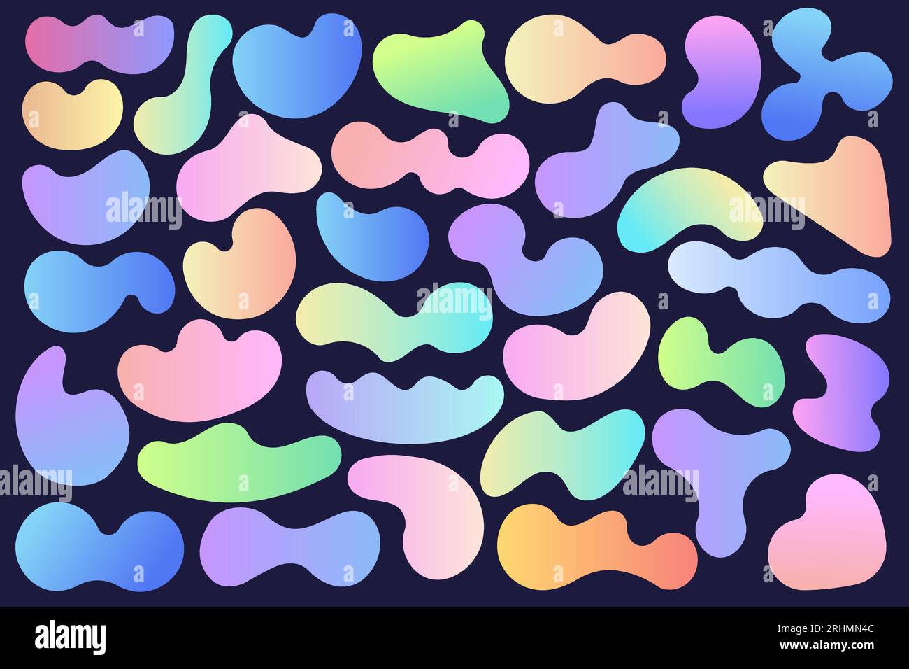 Abstract fluid shapes. Gradient liquid elements. Amoeba splashes design ...