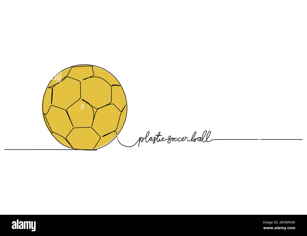 Plastic Soccer Ball One Line Drawing Continuous Hand Drawn Sport Theme ...